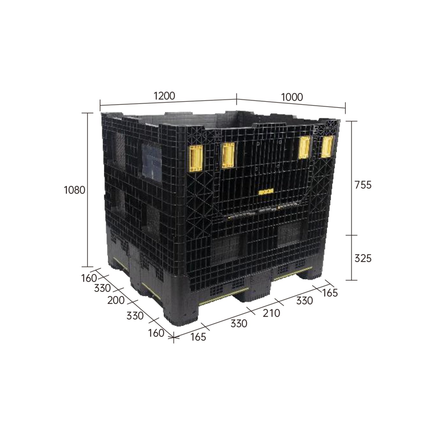 Contenedor Palet Plegable de 1200 × 1000 - 2 Puertas abatibles